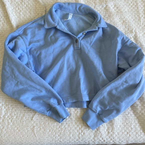 ALO Yoga | Tops | Alo Yoga Light Blue Textured Pullover | Poshmark